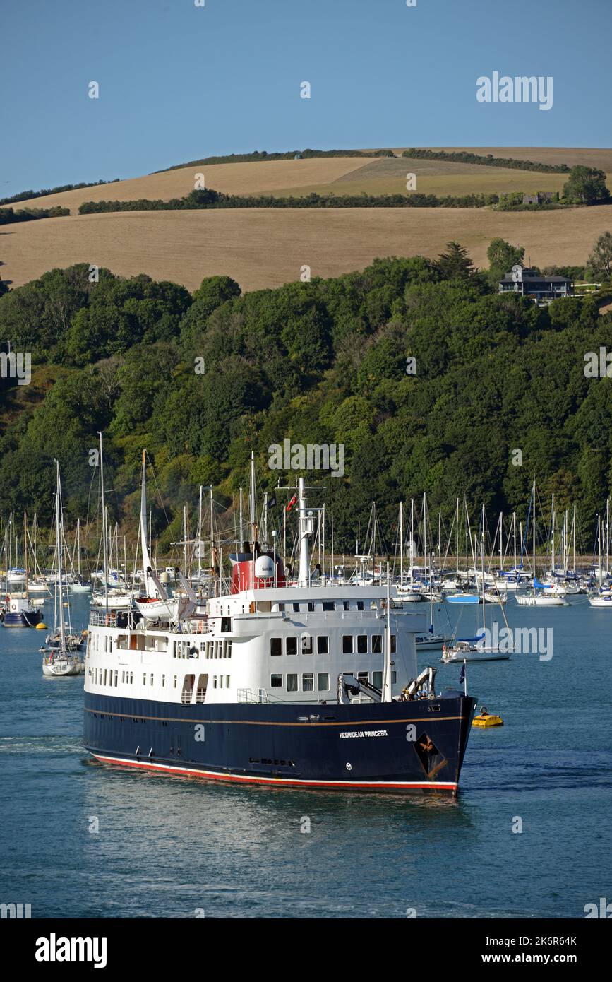 HEBRIDEAN PRINCESS heading downriver on the RIVER DART, DARTMOUTH ...