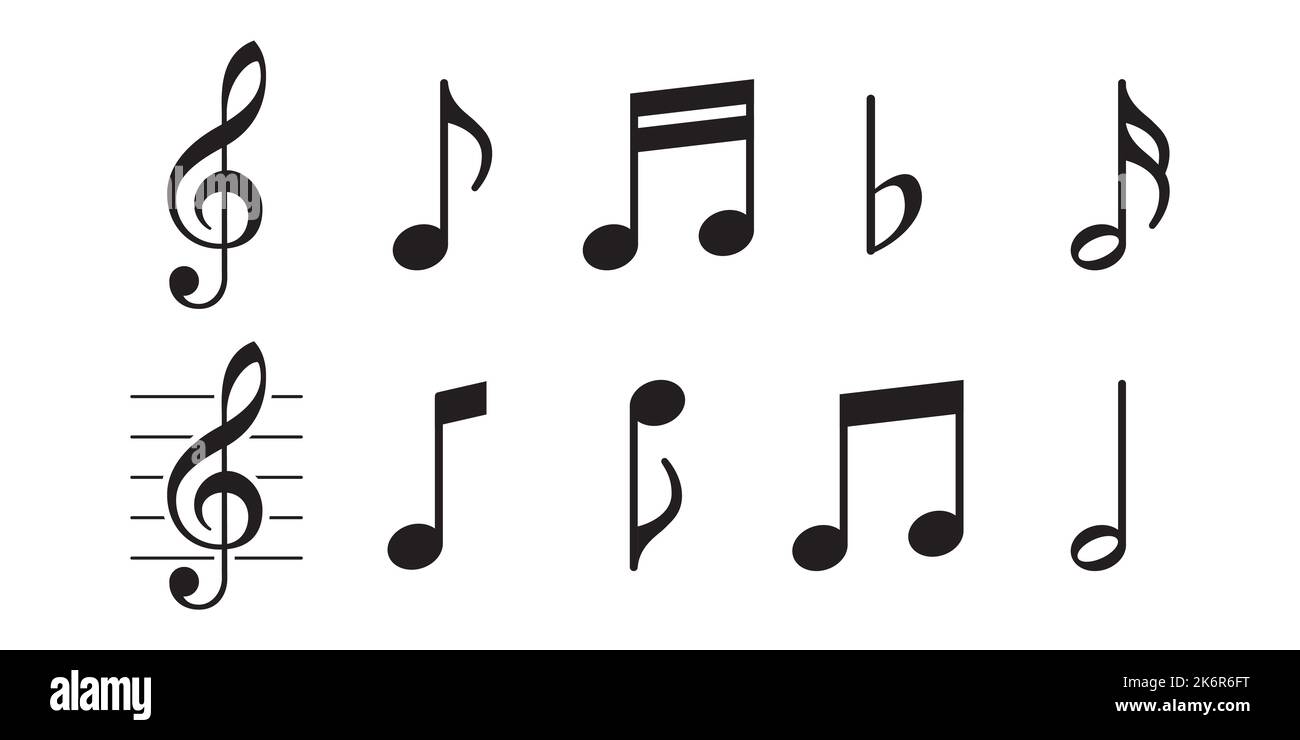 Music notes icons on white background Stock Photo - Alamy