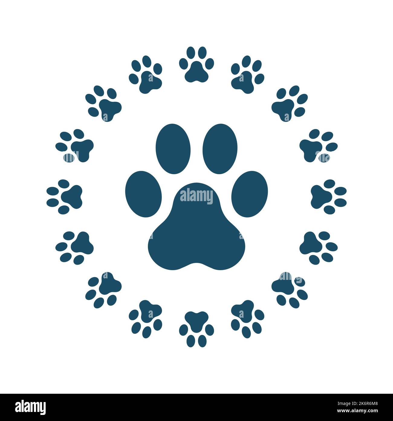 Paw print icon on white background. Pictogram, icon set illustration ...