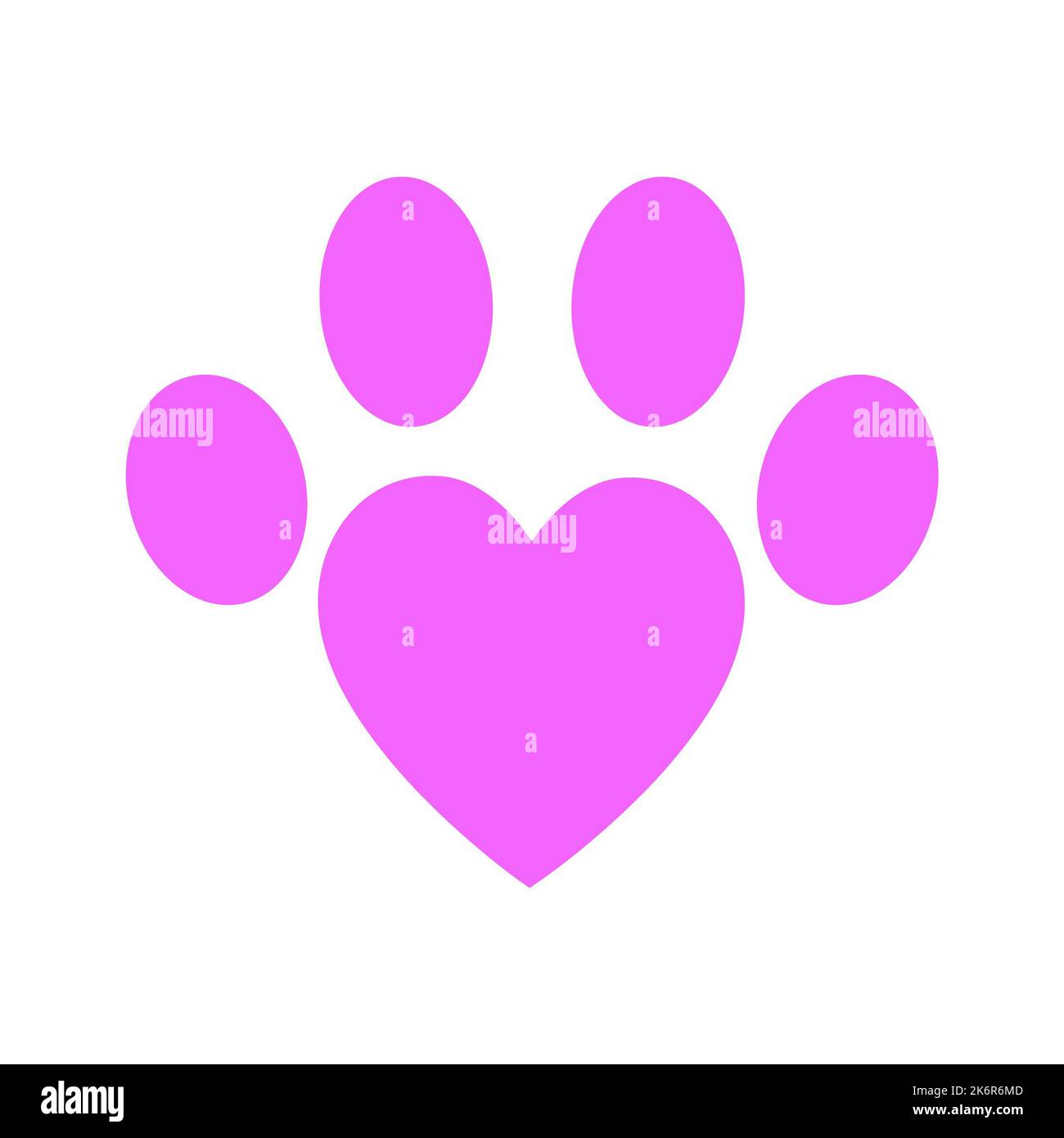 Pink heart shaped paw print icon on white background. Pictogram, icon ...
