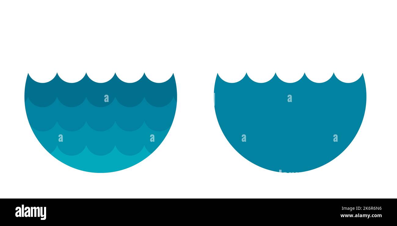 Ocean waves layer by layer from different tones of blue icon on white ...