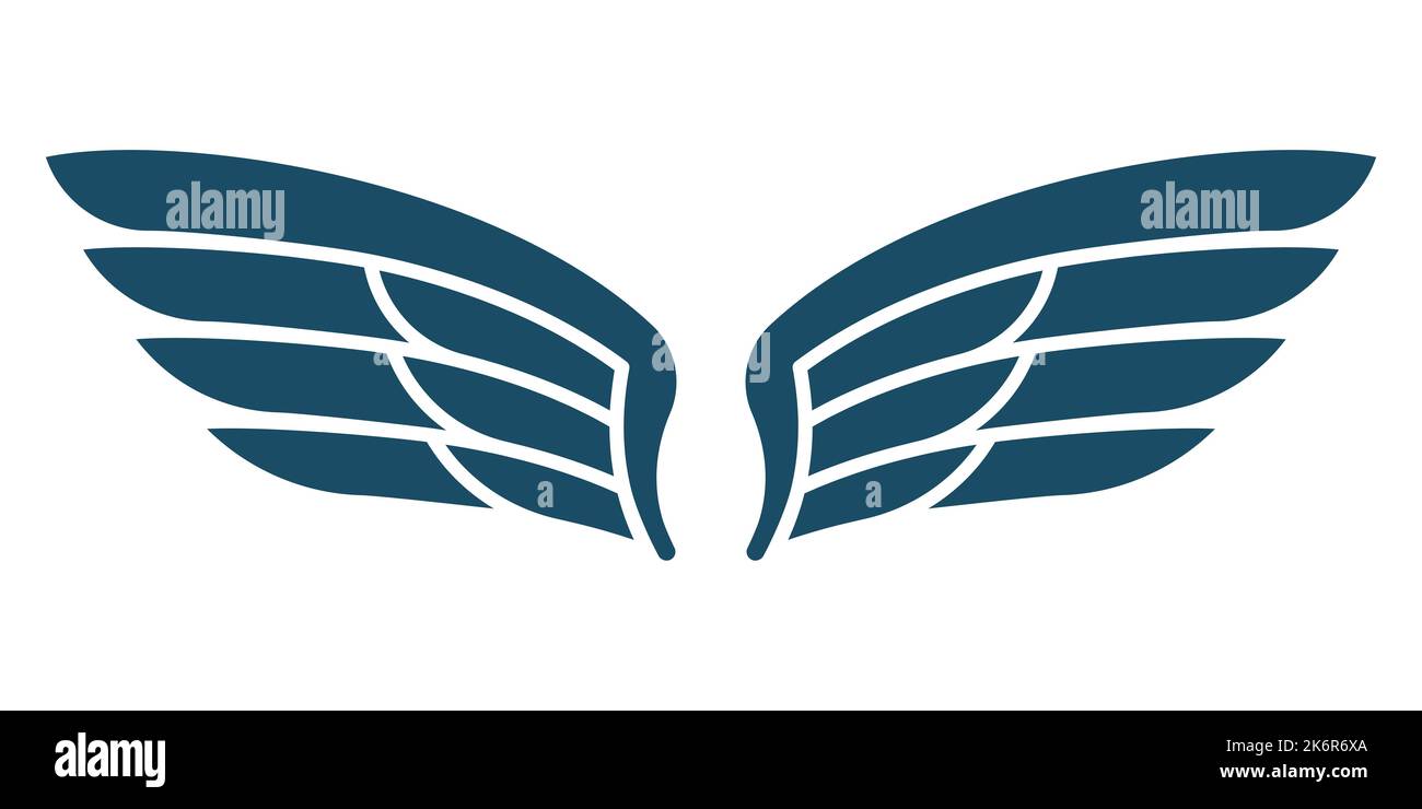 Open wings artistic style icon on white background. Pictogram, icon set ...