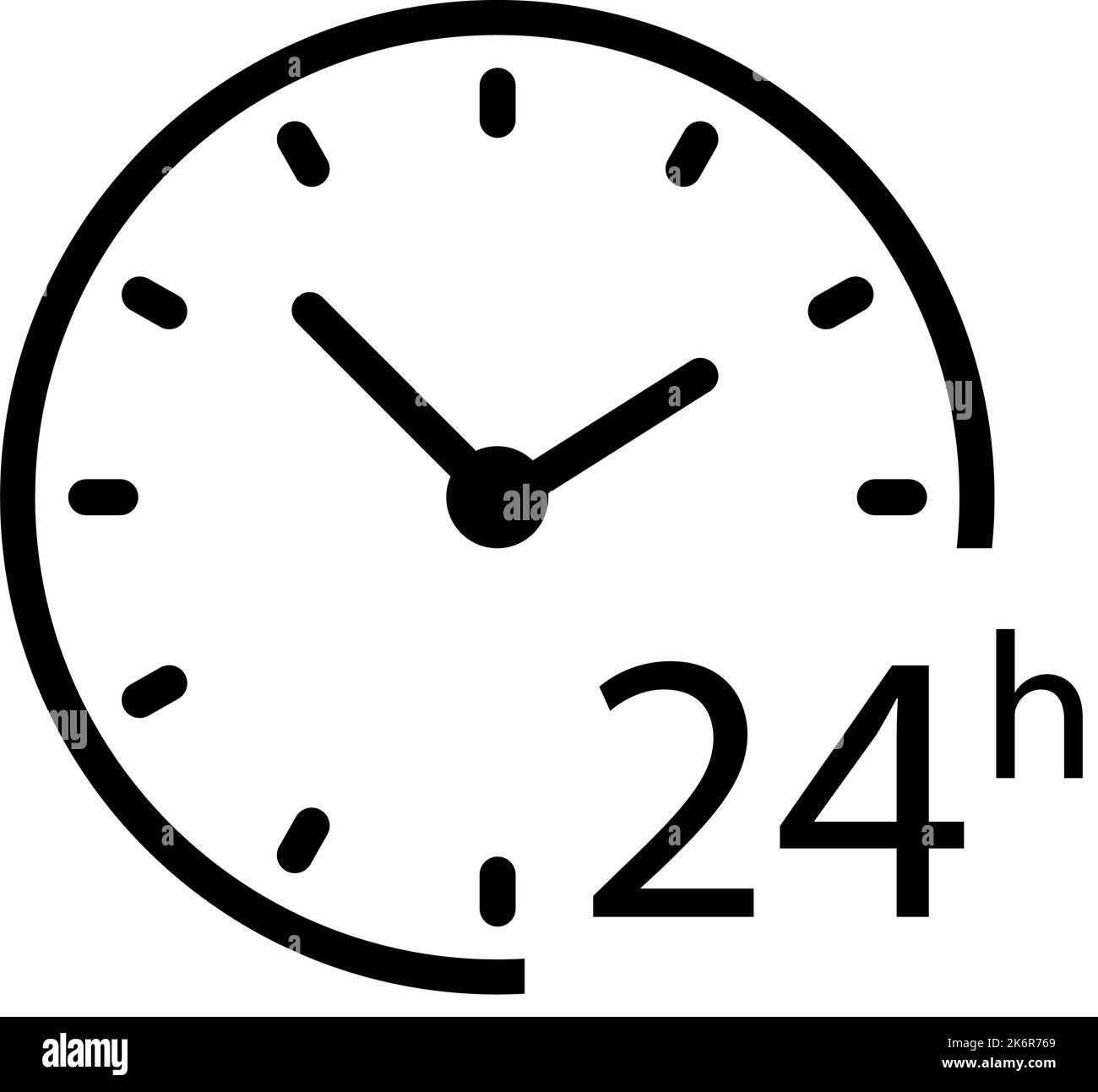 Round clock, white transparent clock face circle arrow icon 24 hours icon - Vector illustration ...