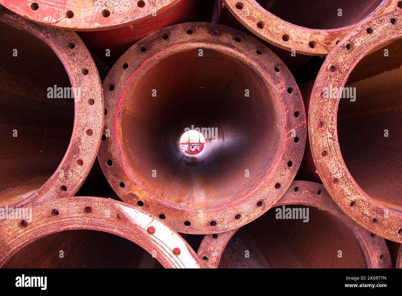 A texture industrial background of Rusty iron pipes stack Stock Photo ...
