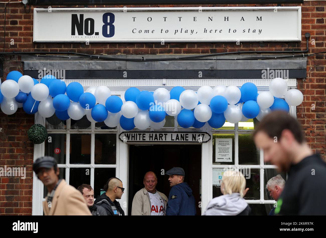 London, UK. 15th October 2022. Tottenham fans leave a local pub before ...