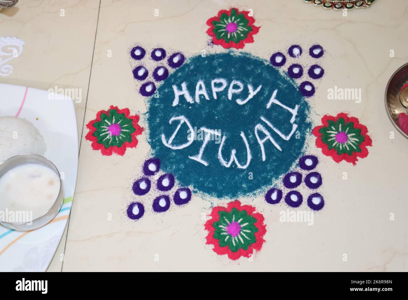 text rangoli art during diwali or other traditional festivals Stock ...