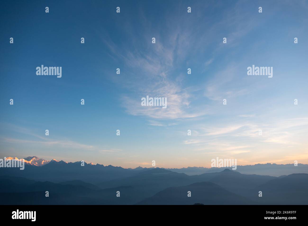 Beautiful first light of dawn on mountain landscape Stock Photo - Alamy