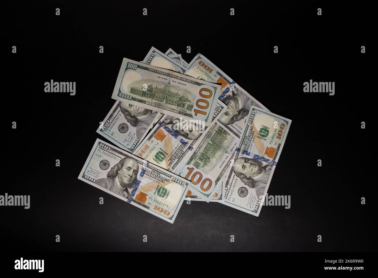 100 US dollars, 100 US dollars banknotes on the table, financial ...