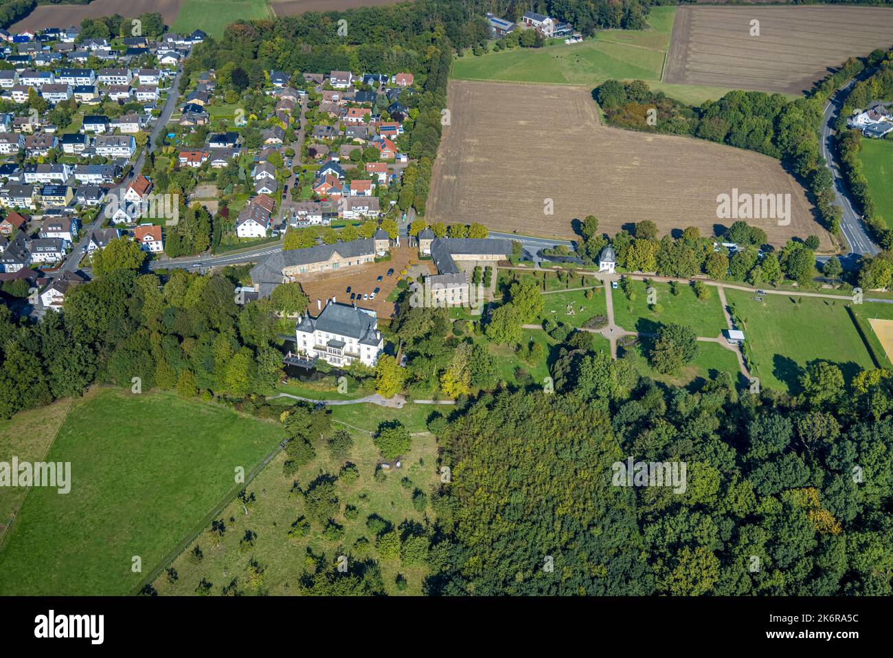 Aerial view, moated castle Haus Opherdicke, garden, Opherdicke ...