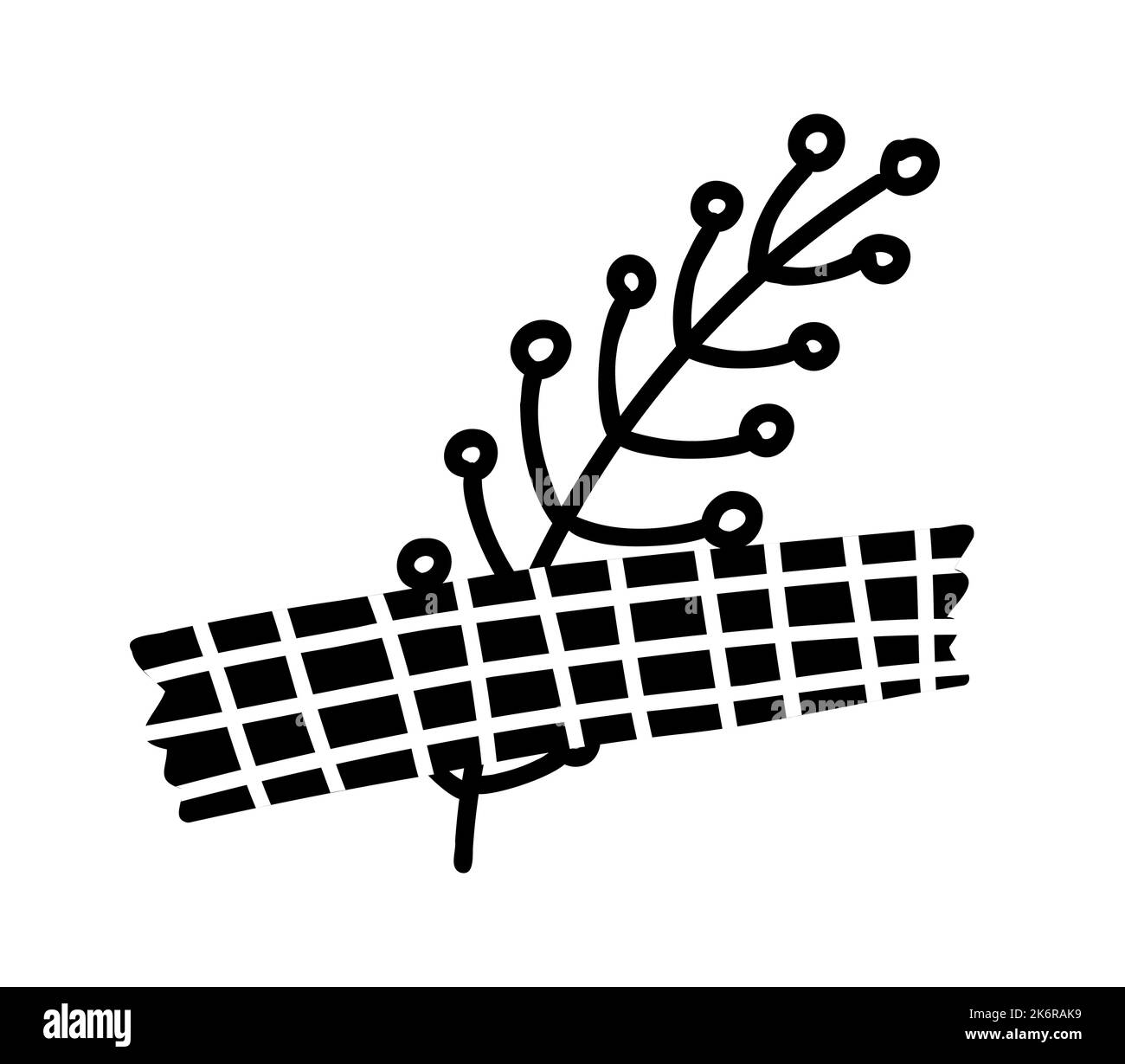 Doodle floral elements for bullet journal. Leaves sealed with tape ...