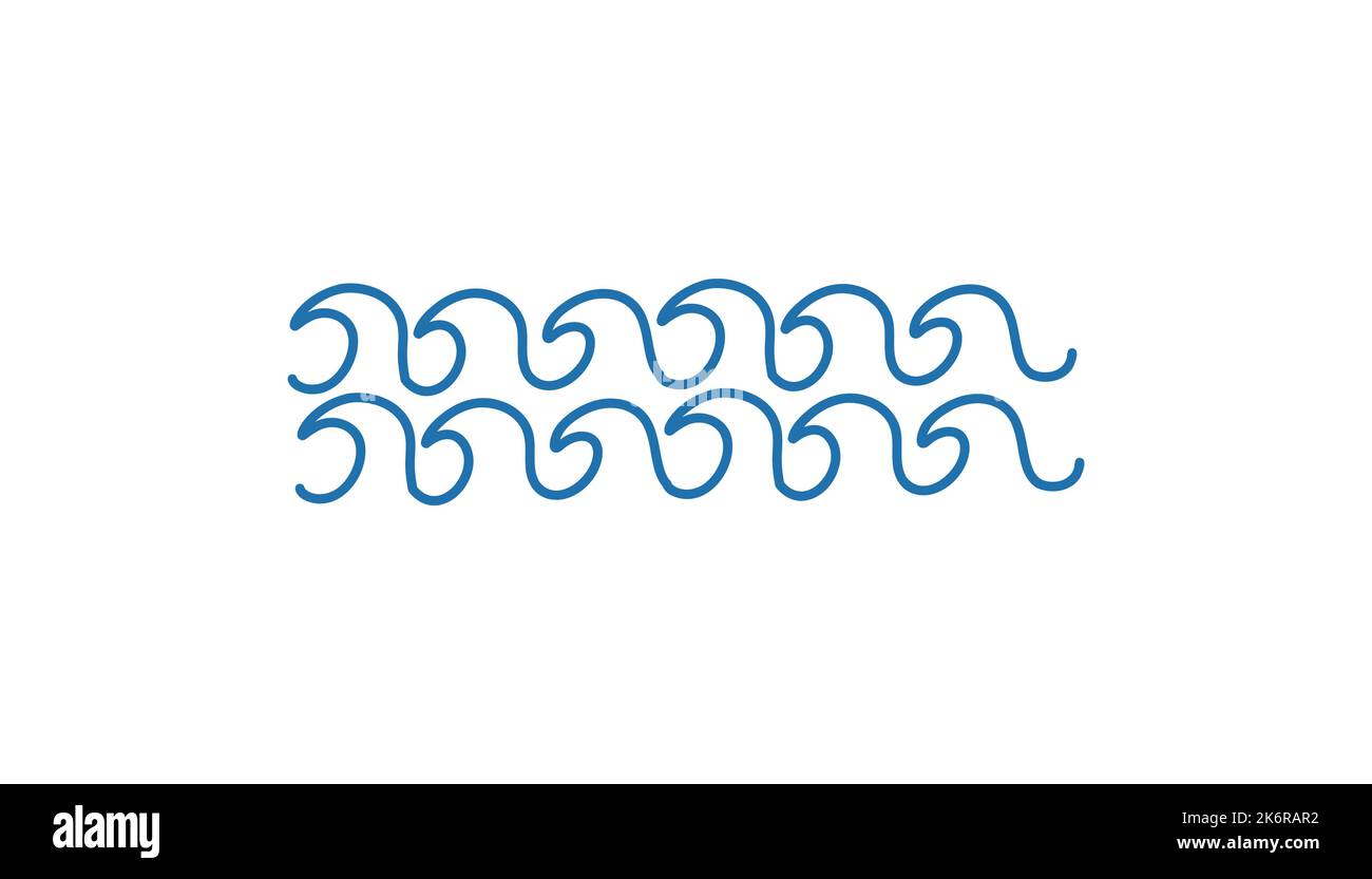 Sea wave. Doodle ocean curl waves. Vector marine outline sketch Stock ...