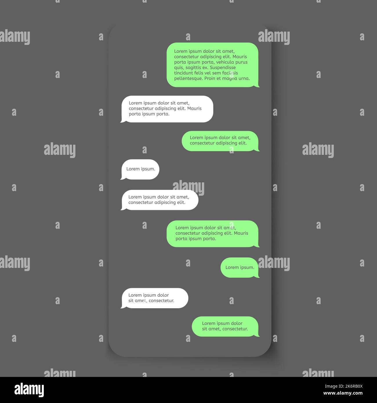 Chat text box. Empty messages template. Vector dialig interface. Mobile communication screen ...
