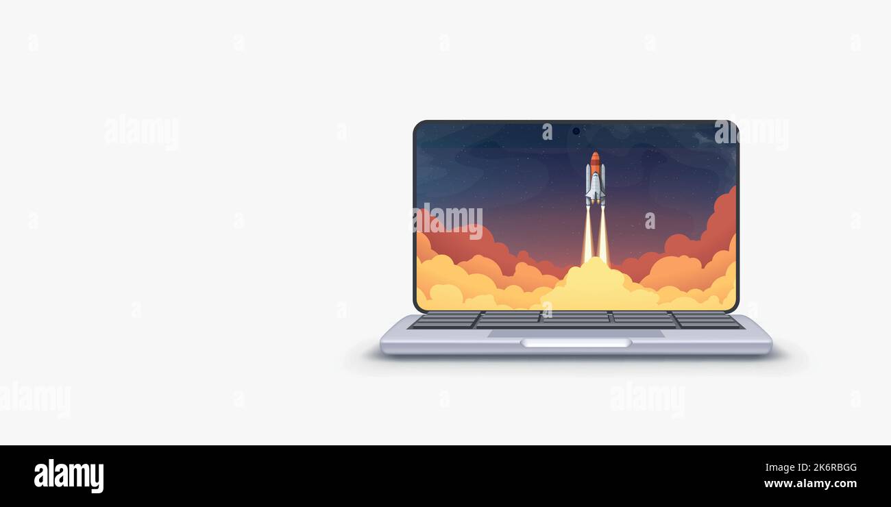 Laptop screen start up Cut Out Stock Images & Pictures - Alamy