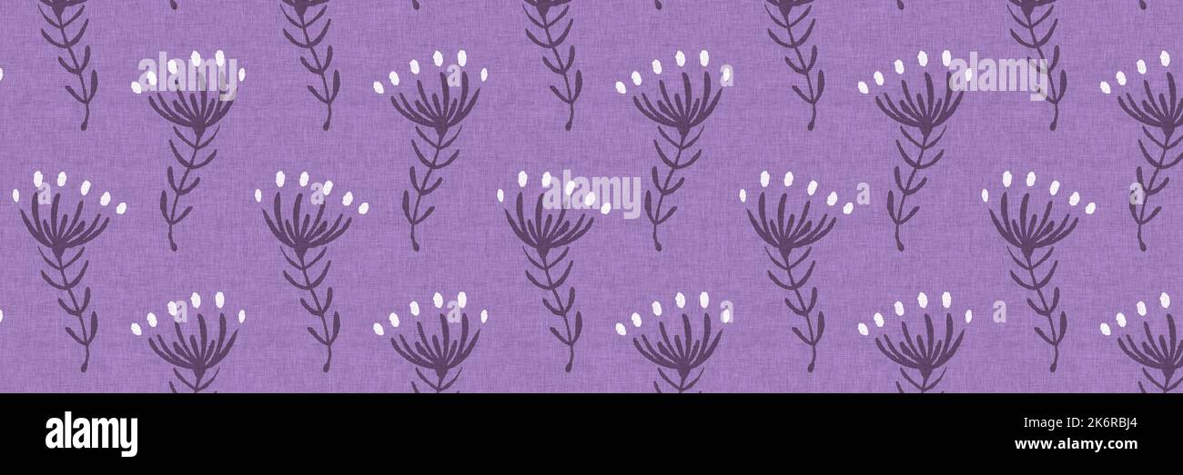 Gender neutral floral flower seamless raster border. Simple purple ...