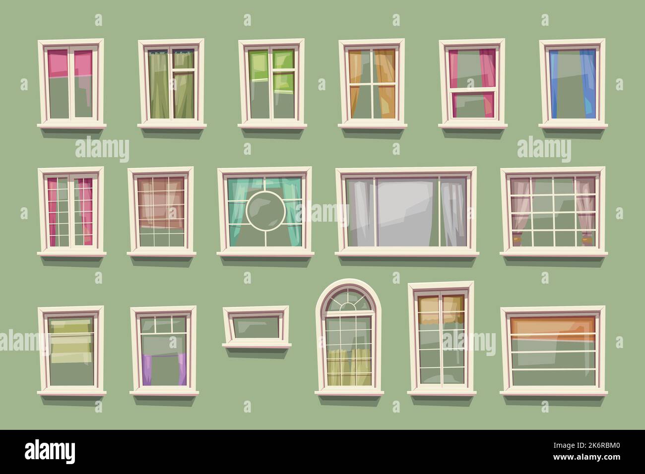 transparent windows big set in cartoon style Stock Vector Image & Art ...