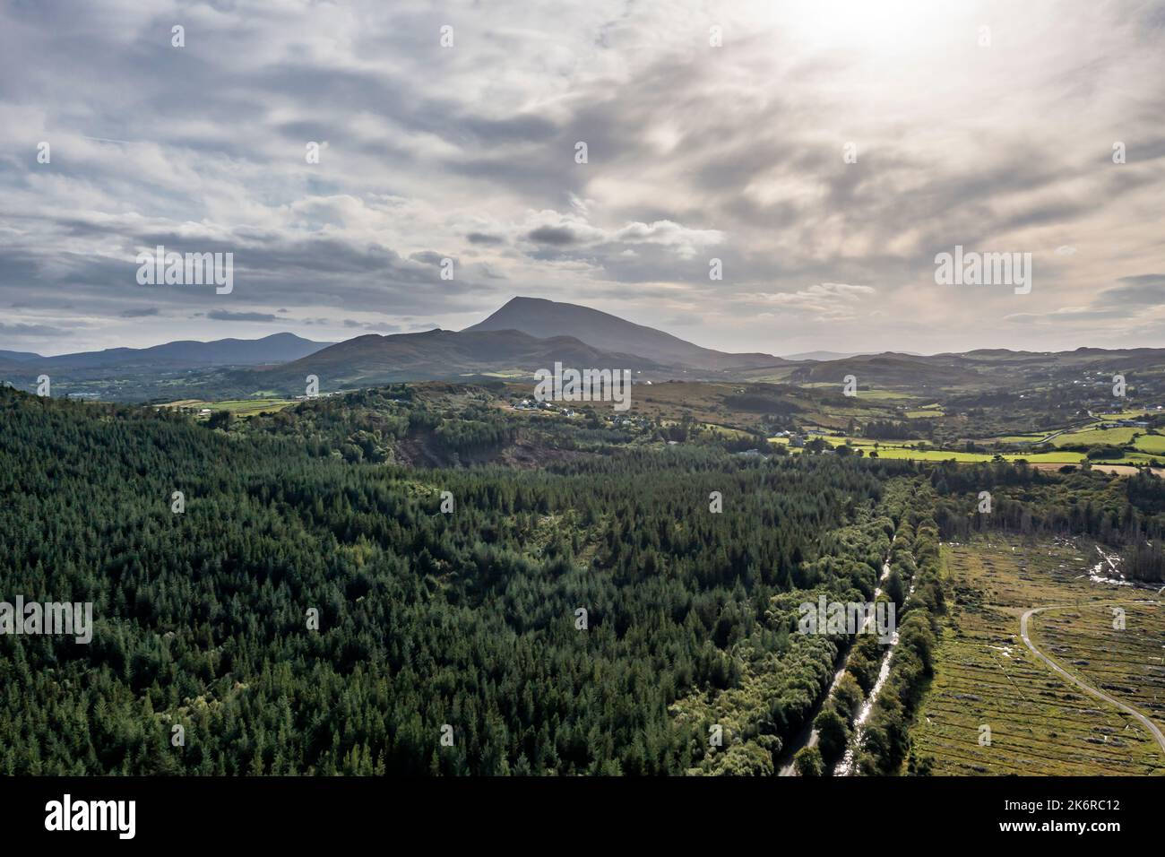 Aerial view of the Salt Marsh at Ards Forest Park in County Donegal ...