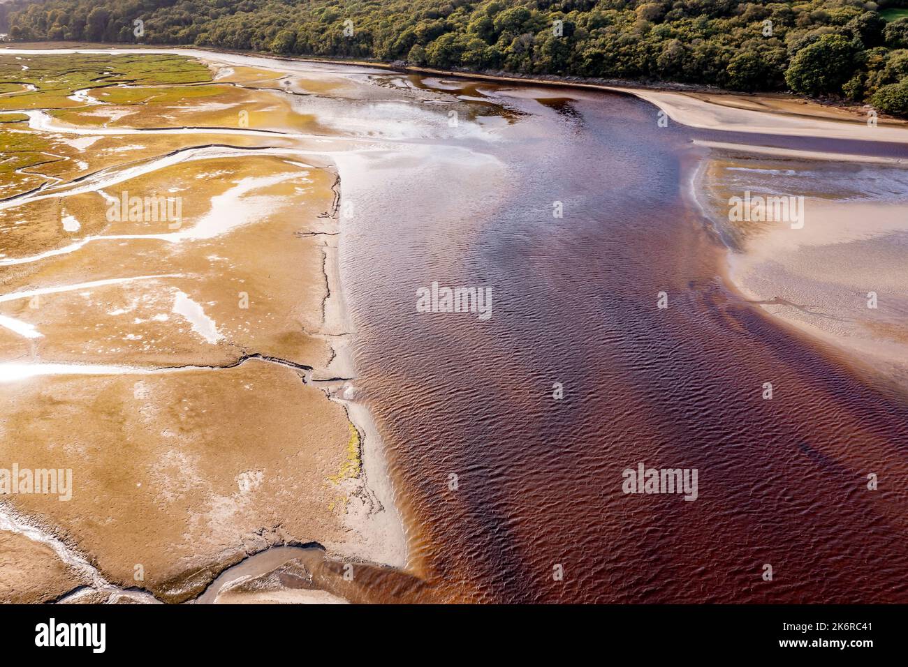 Aerial view of the Salt Marsh at Ards Forest Park in County Donegal ...