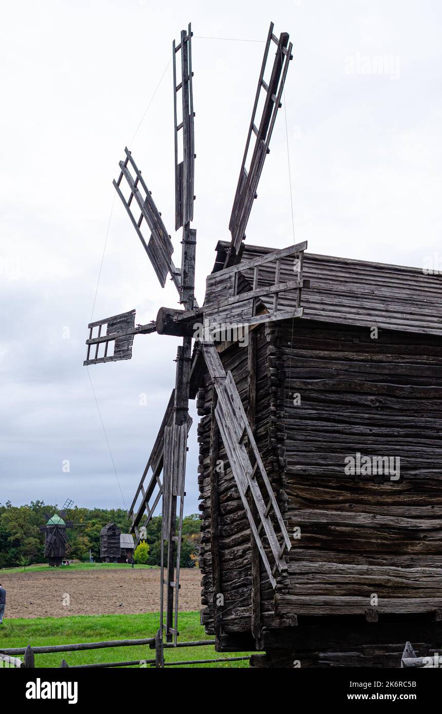 Old, wooden mill of the XVII century Grain Mill A Dutch windmill ...
