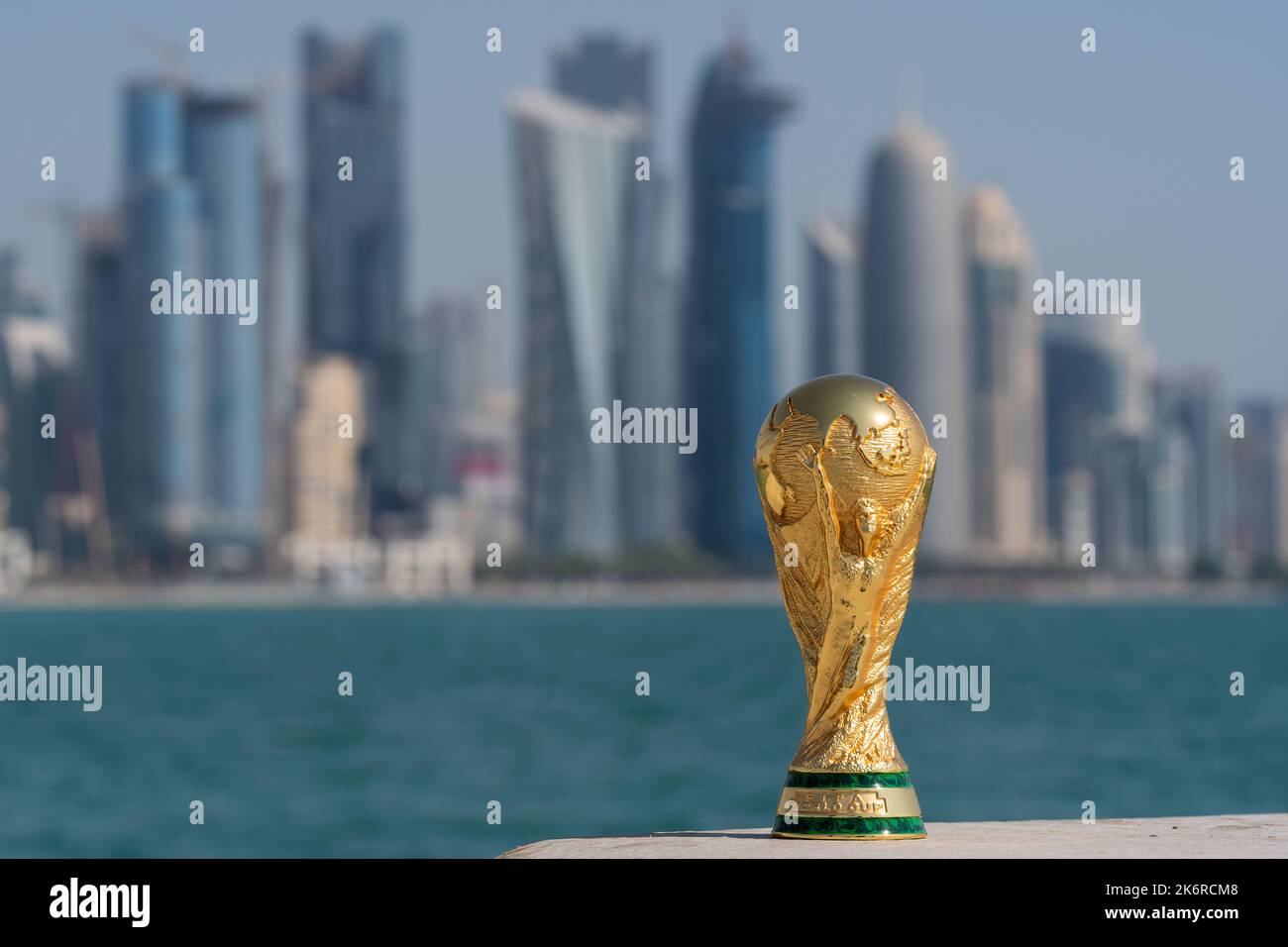 FIFA World Cup Trophy on the Doha corniche, Qatar Stock Photo - Alamy