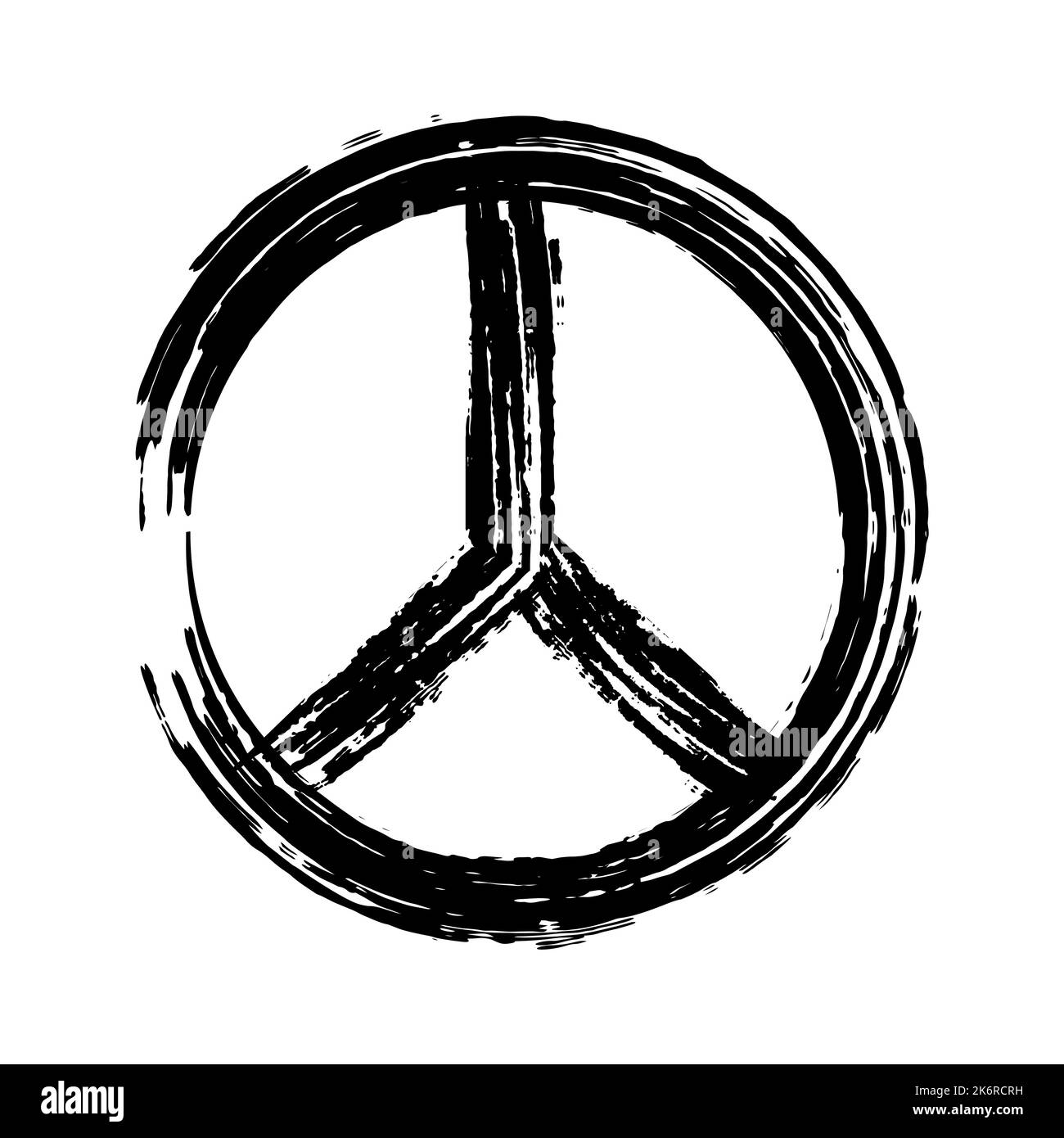 Version peace symbol painted with a brush on a white background, vector ...