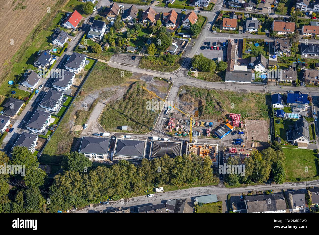 Aerial view, construction site new building area Otto-Weingarten-Straße ...
