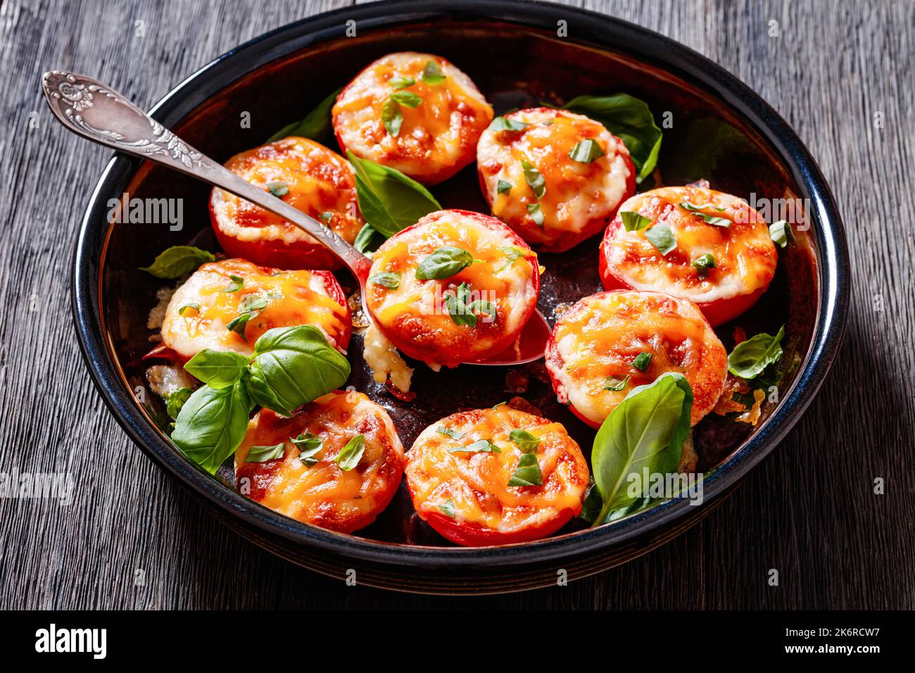 Baked Tomatoes with Mozzarella, Cheddar and Parmesan, Cheesy Oven ...