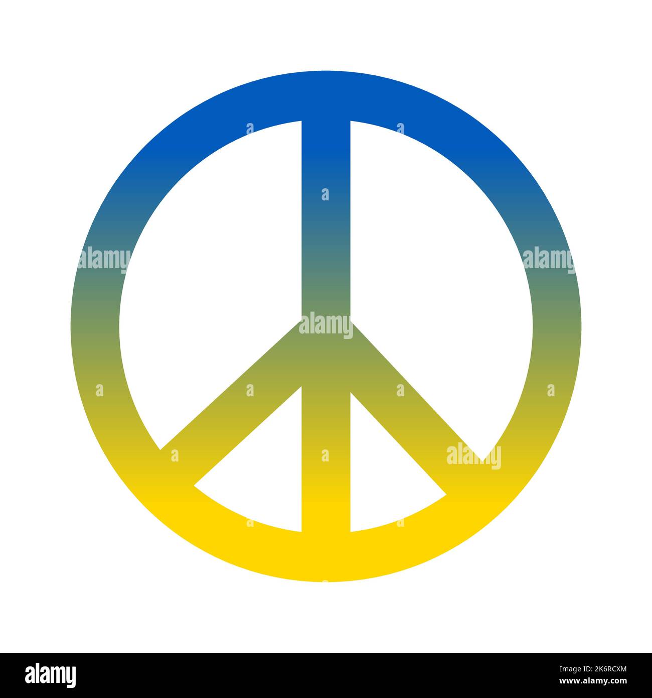 Yellow blue peace symbol thick line on a white background, vector Stock ...