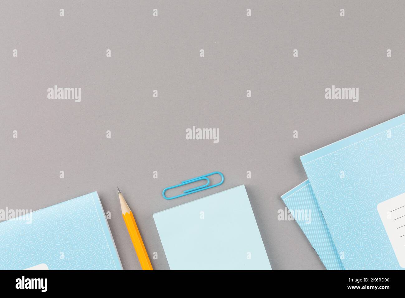 school desk with educational supplies Stock Photo - Alamy