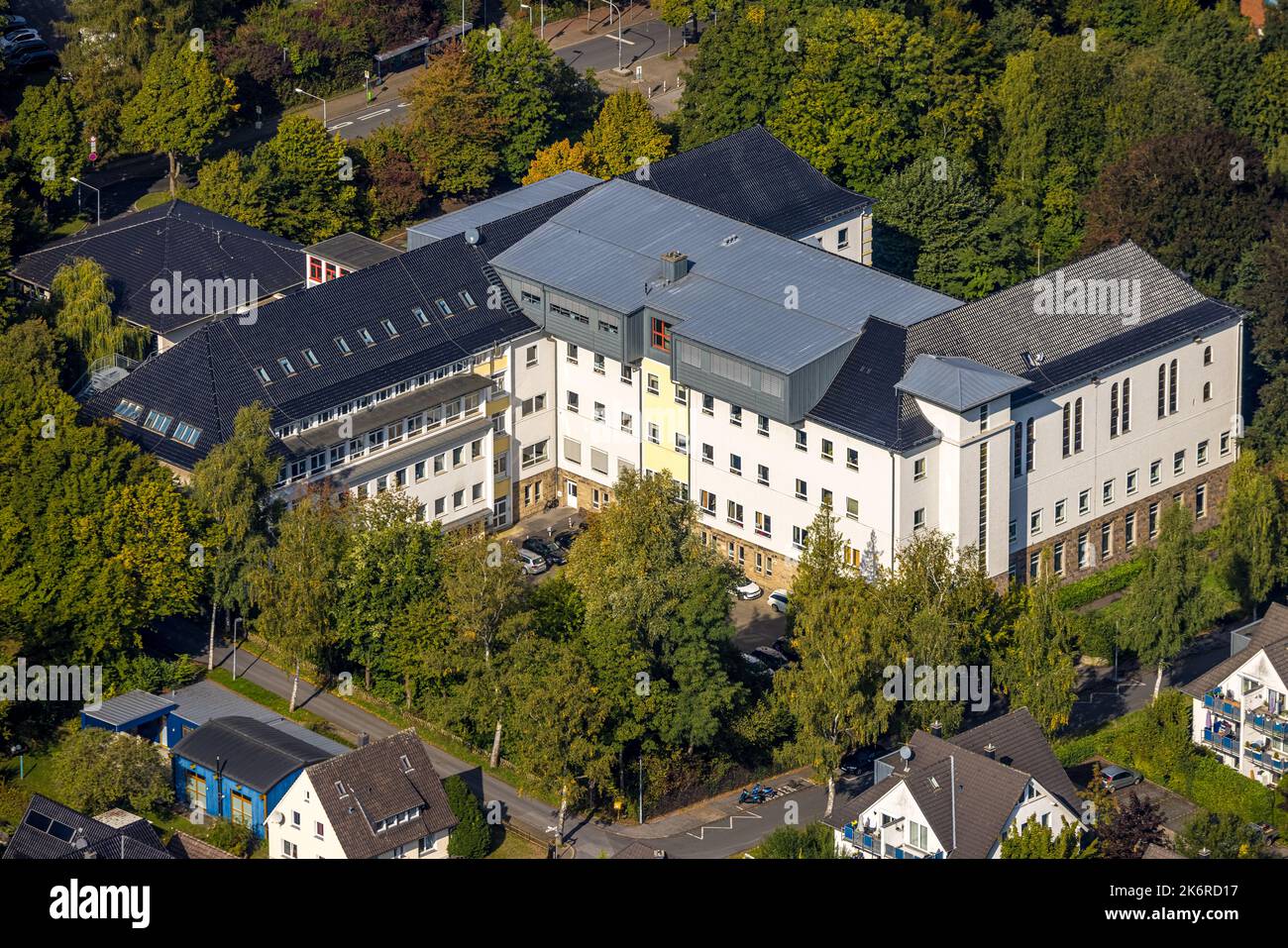 Aerial view, Städtische Realschule, Menden, Ruhr area, North Rhine ...