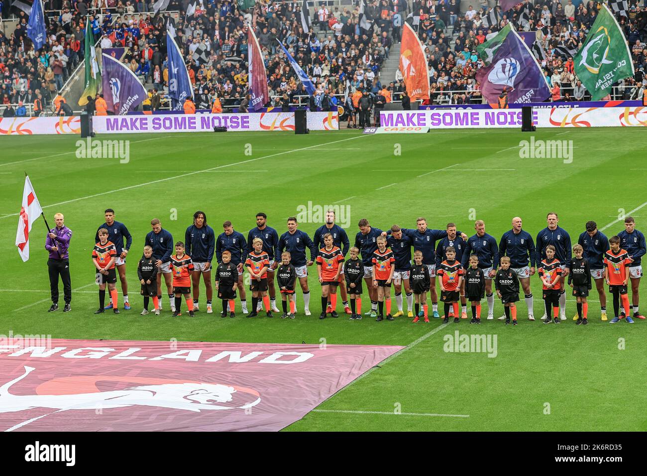 England side line up during the Rugby League World Cup 2021 match ...