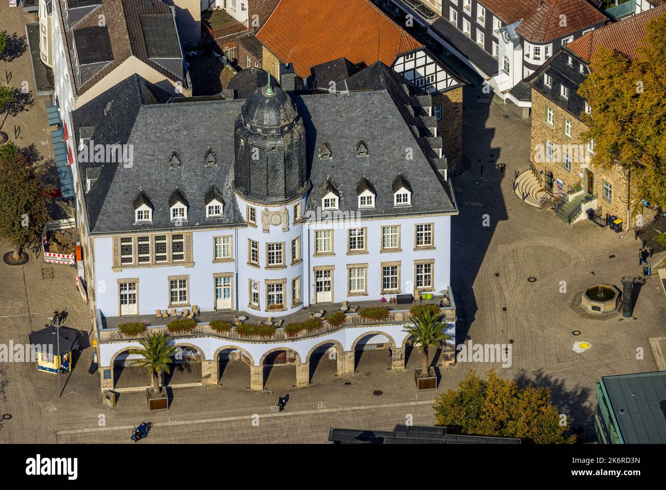 Aerial view, old town hall, Menden, Ruhr area, North Rhine-Westphalia ...