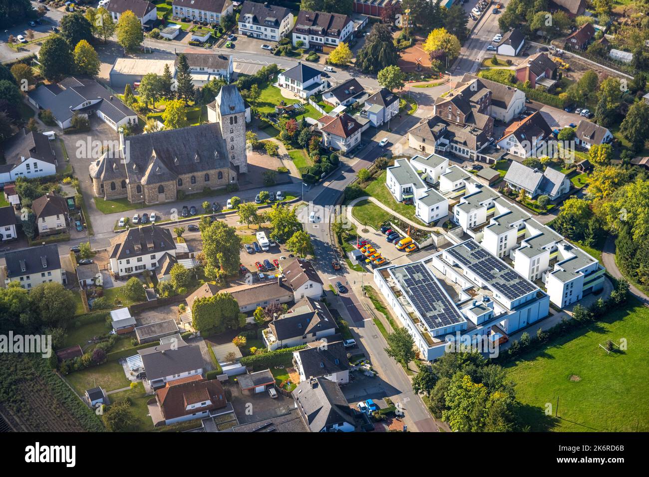 Aerial view, new construction housing estate Heidestraße, apartments ...