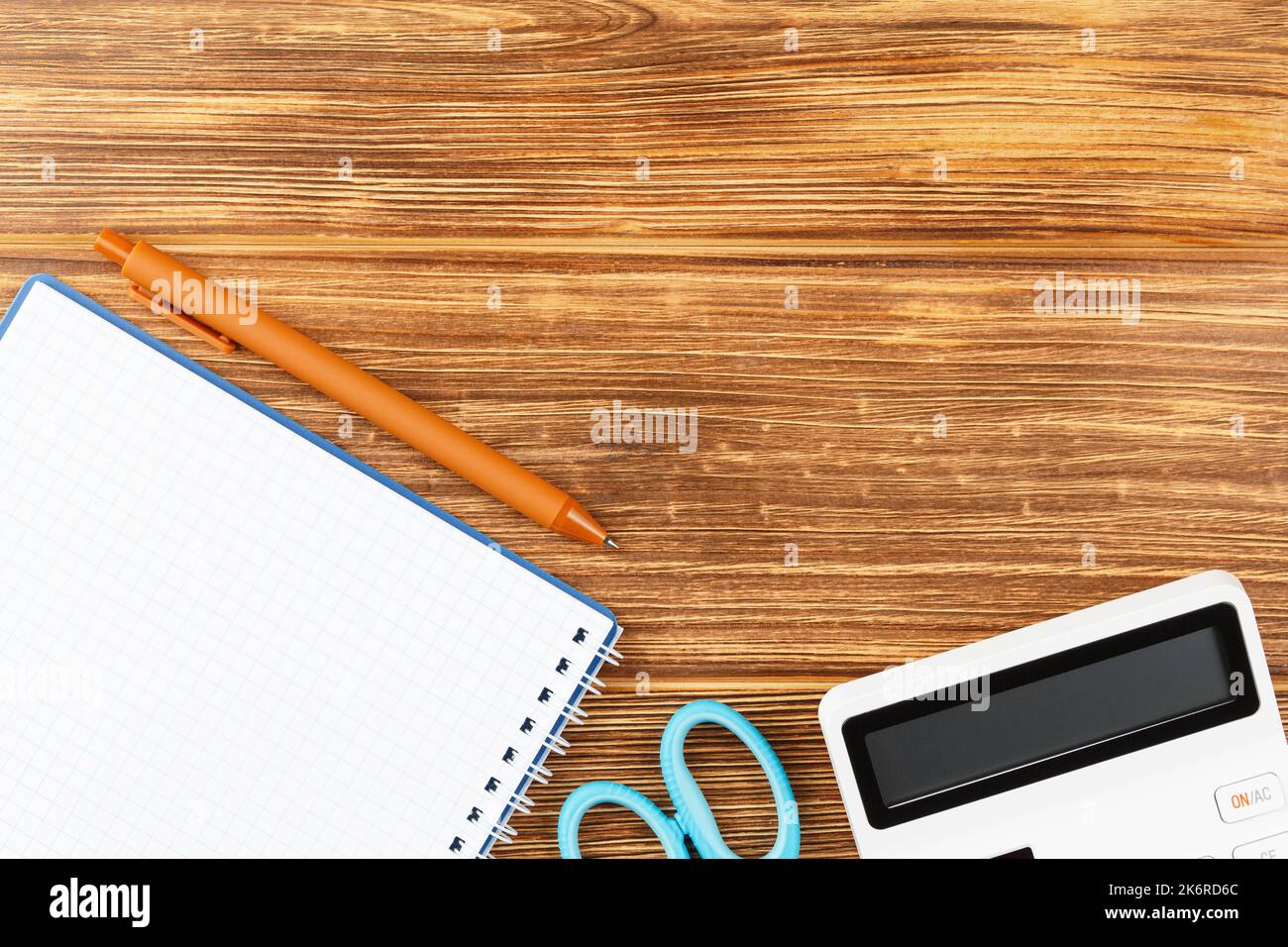 Wooden school desk with educational supplies Stock Photo - Alamy