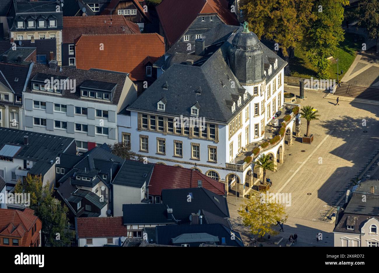 Aerial view, old town hall, Menden, Ruhr area, North Rhine-Westphalia ...