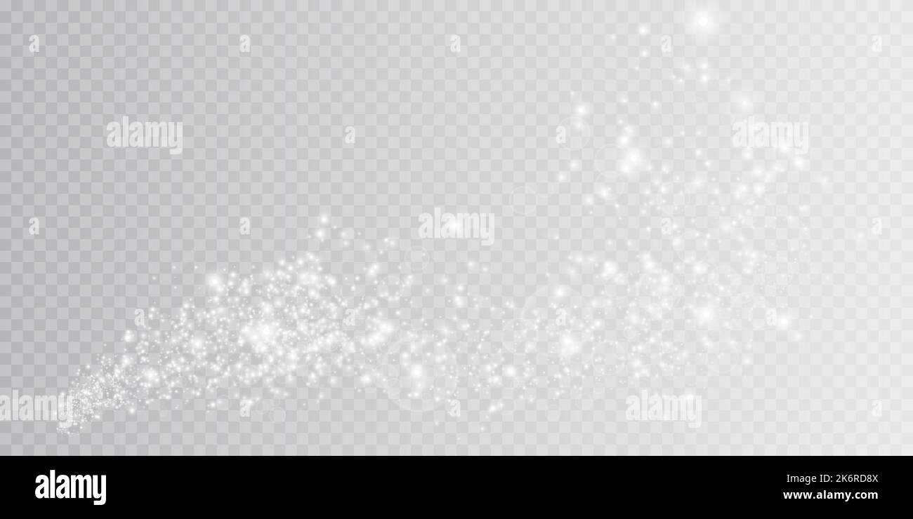 White png dust light. Bokeh light lights effect background. Christmas background of shining dust ...