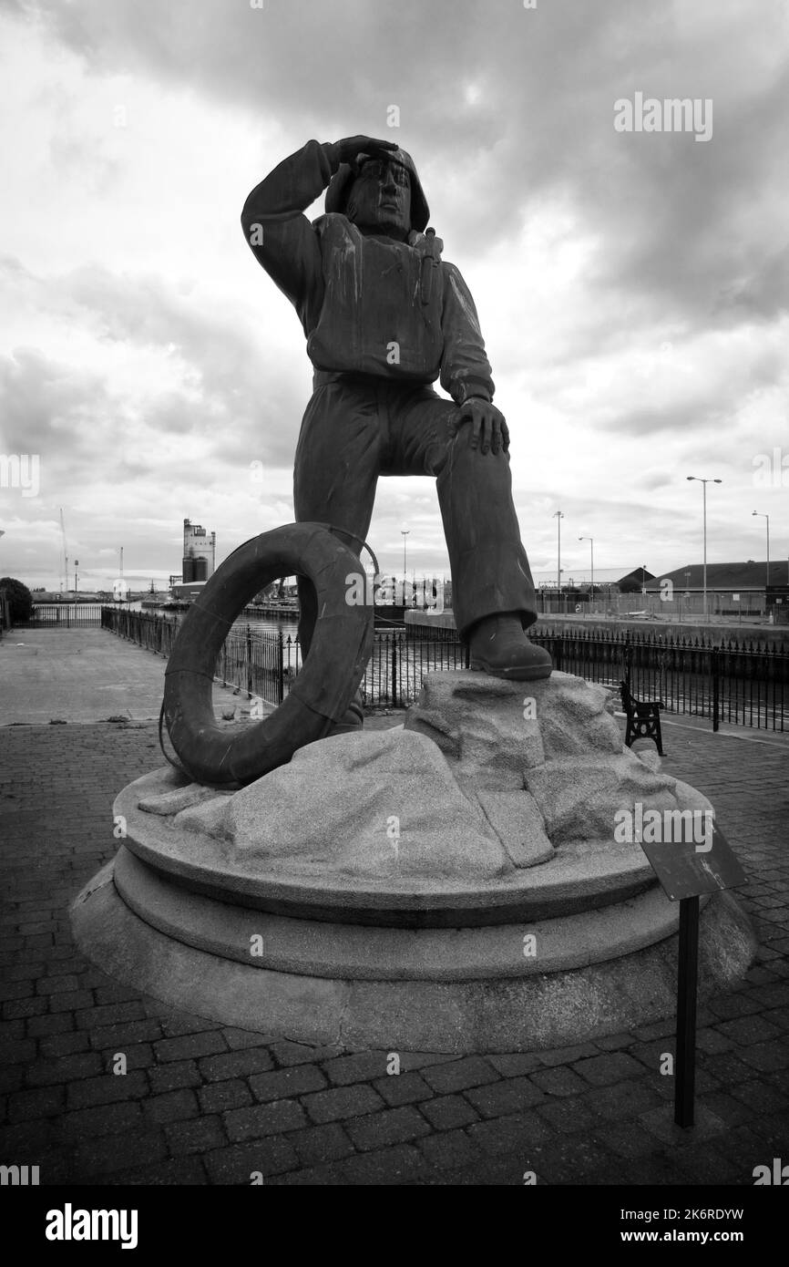 A Royal National Lifeboat Institution (RNLI) memorial statue ...
