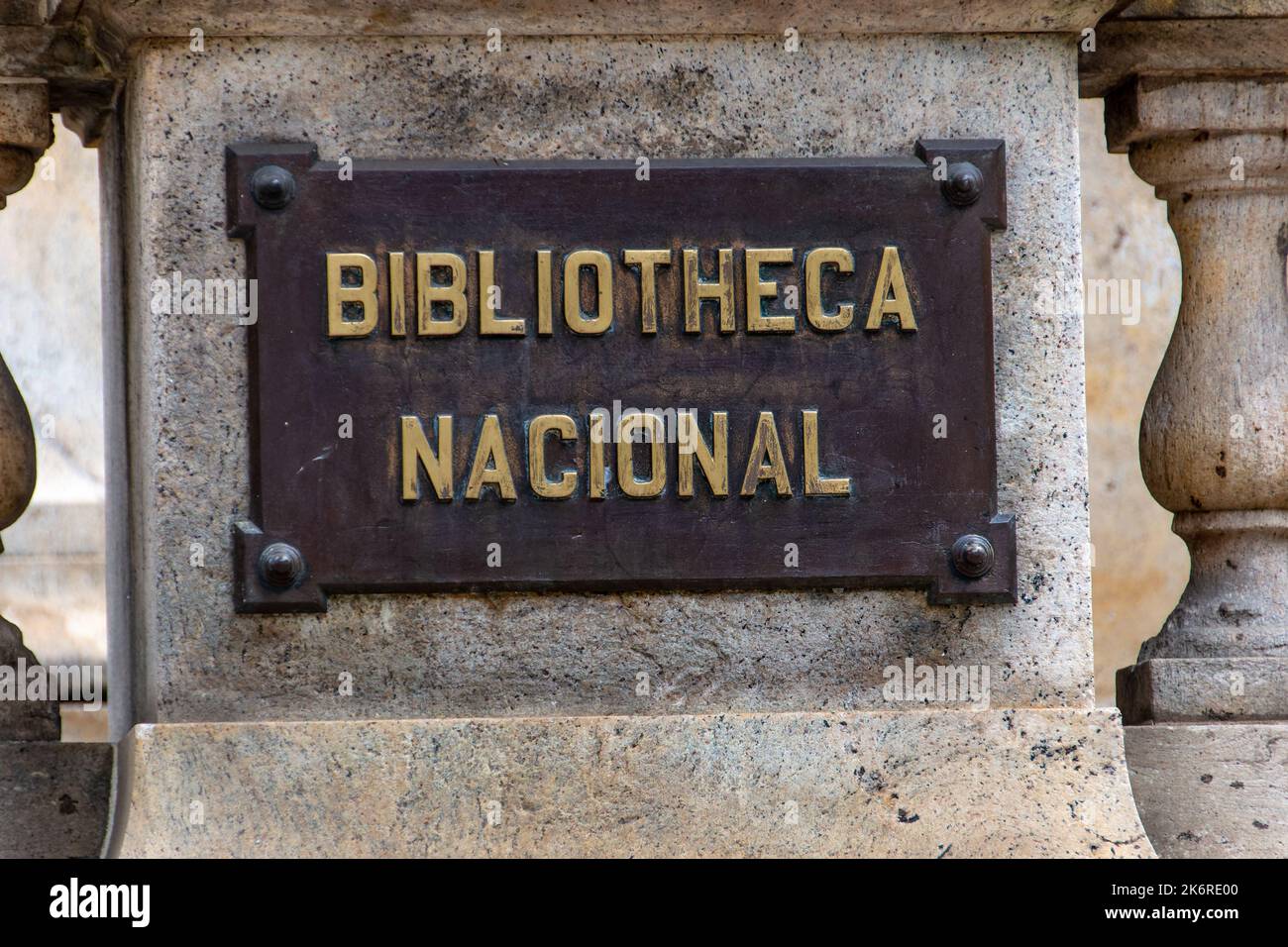 details of the facade of the National Library in Rio de Janeiro, Brazil ...