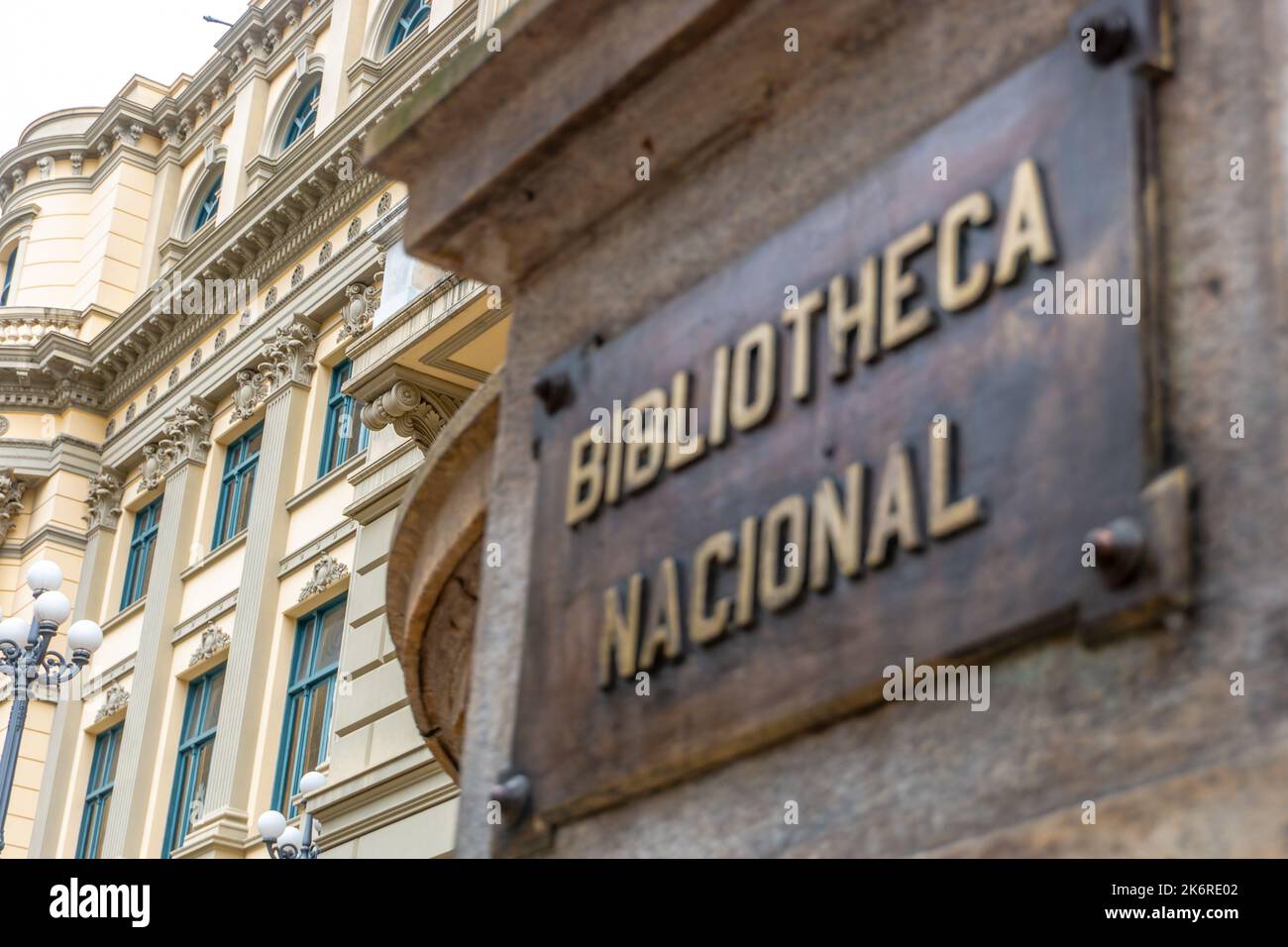 details of the facade of the National Library in Rio de Janeiro, Brazil ...