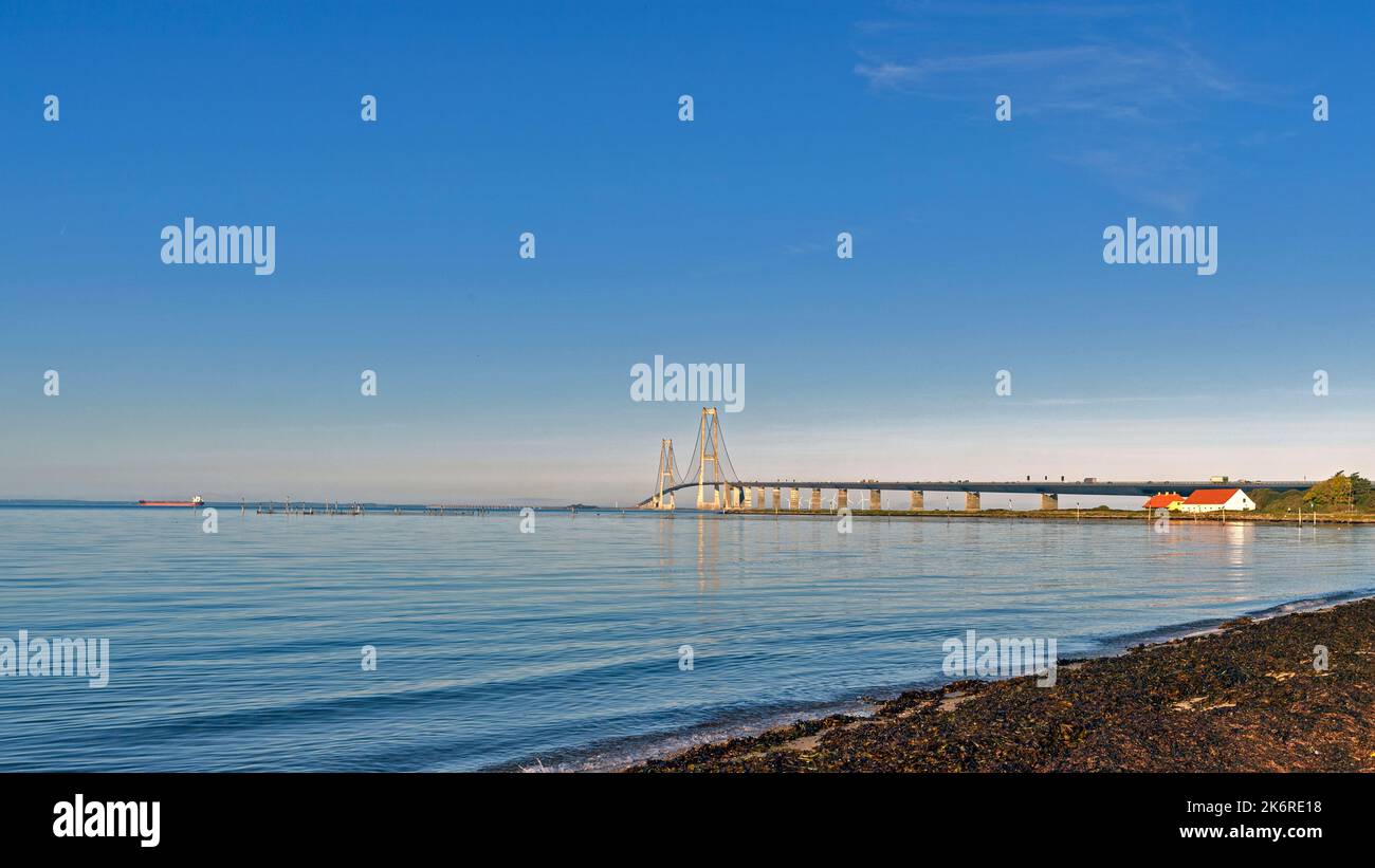 The 13 401 meter long suspension bridge crossing Storebaelt connecting ...