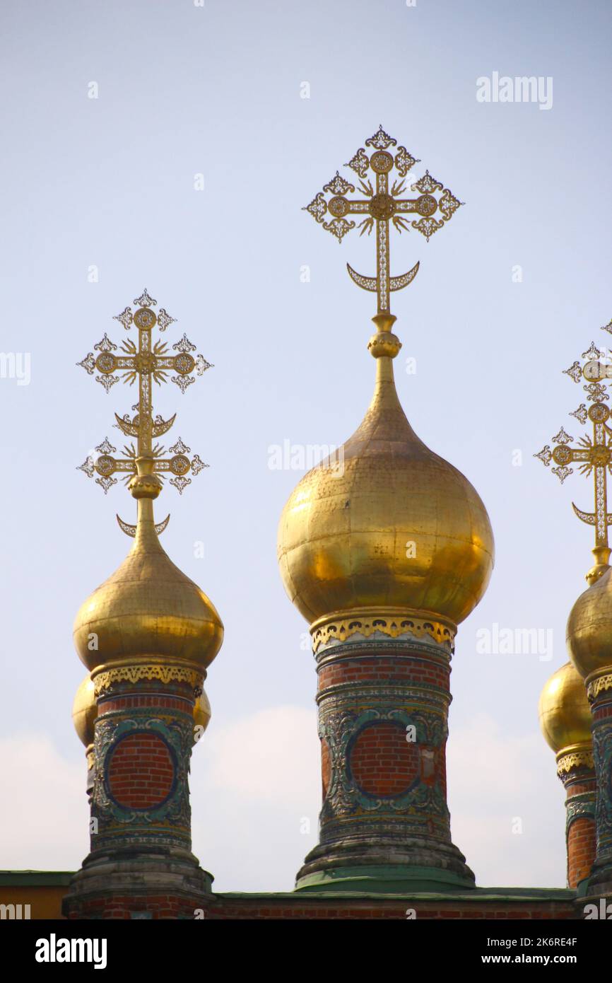 typical russian architecture, moscow city. Colorful domes against an ...
