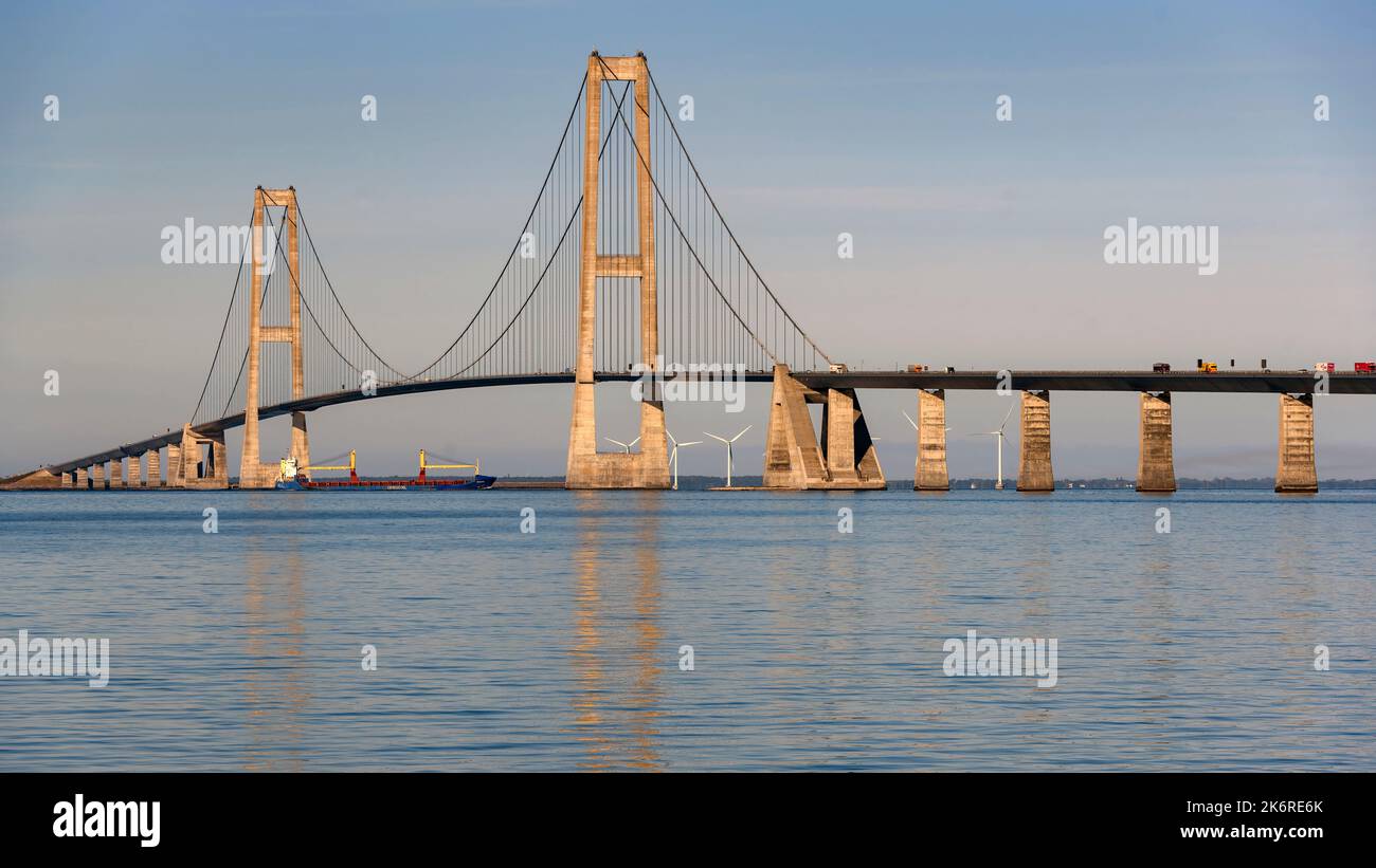 The 13 401 meter long suspension bridge crossing Storebaelt connecting ...