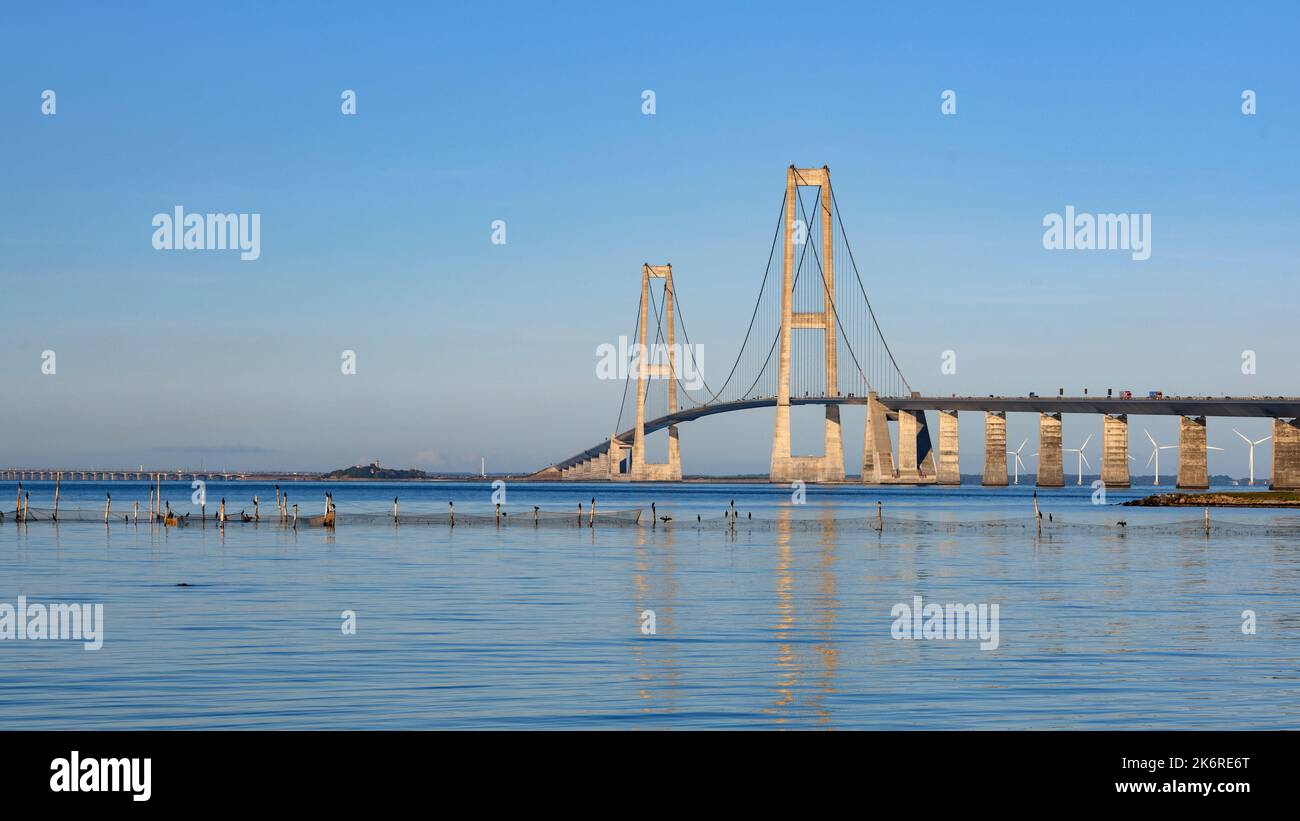 The 13 401 meter long suspension bridge crossing Storebaelt connecting ...