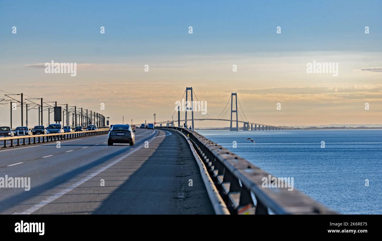 The 13 401 meter long suspension bridge crossing Storebaelt connecting ...