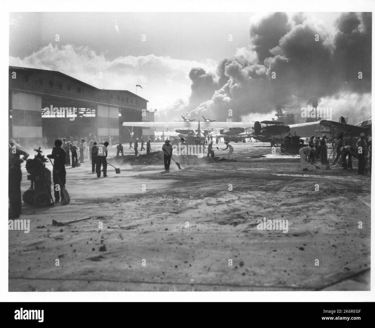 Photograph of Damage at NAS Pearl Harbor after Japanese AttackDamage at ...