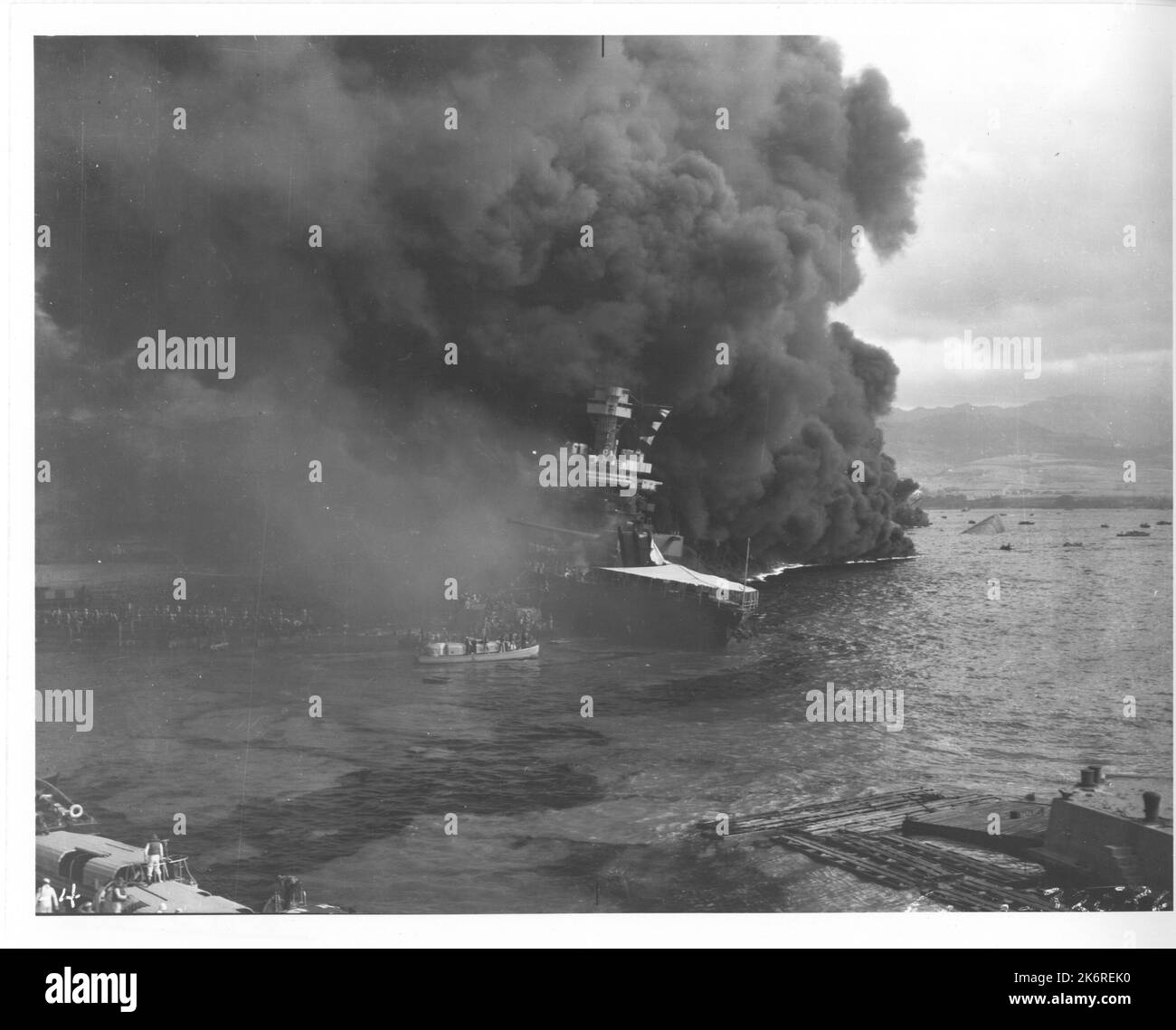Photograph of the USS California after the Japanese Attack on Pearl ...