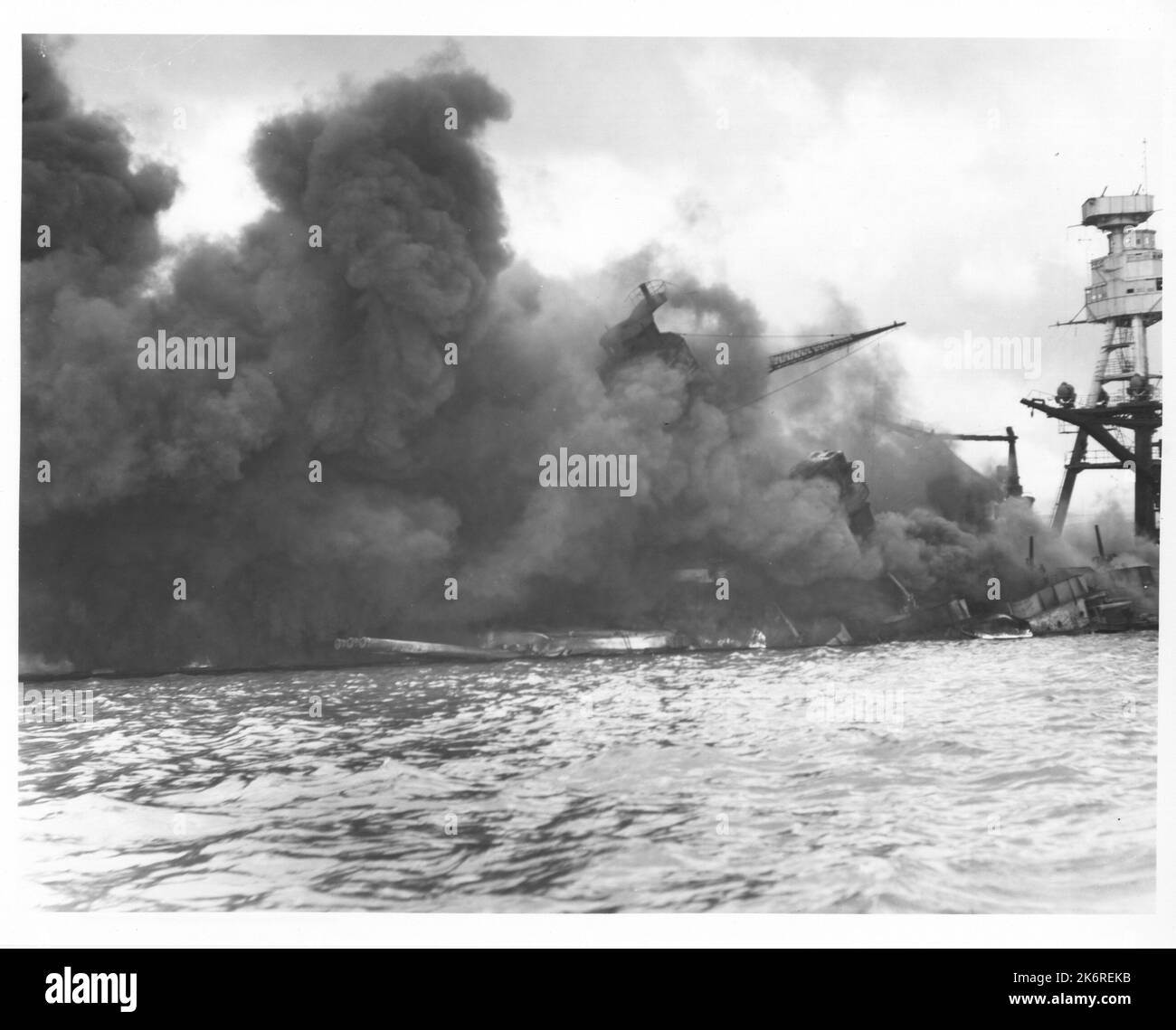 Photograph of Burning and Damaged Ships at Pearl HarborBurning and ...
