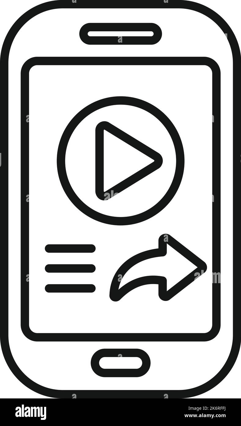 Play repost phone icon outline vector. Business page. Document mark ...