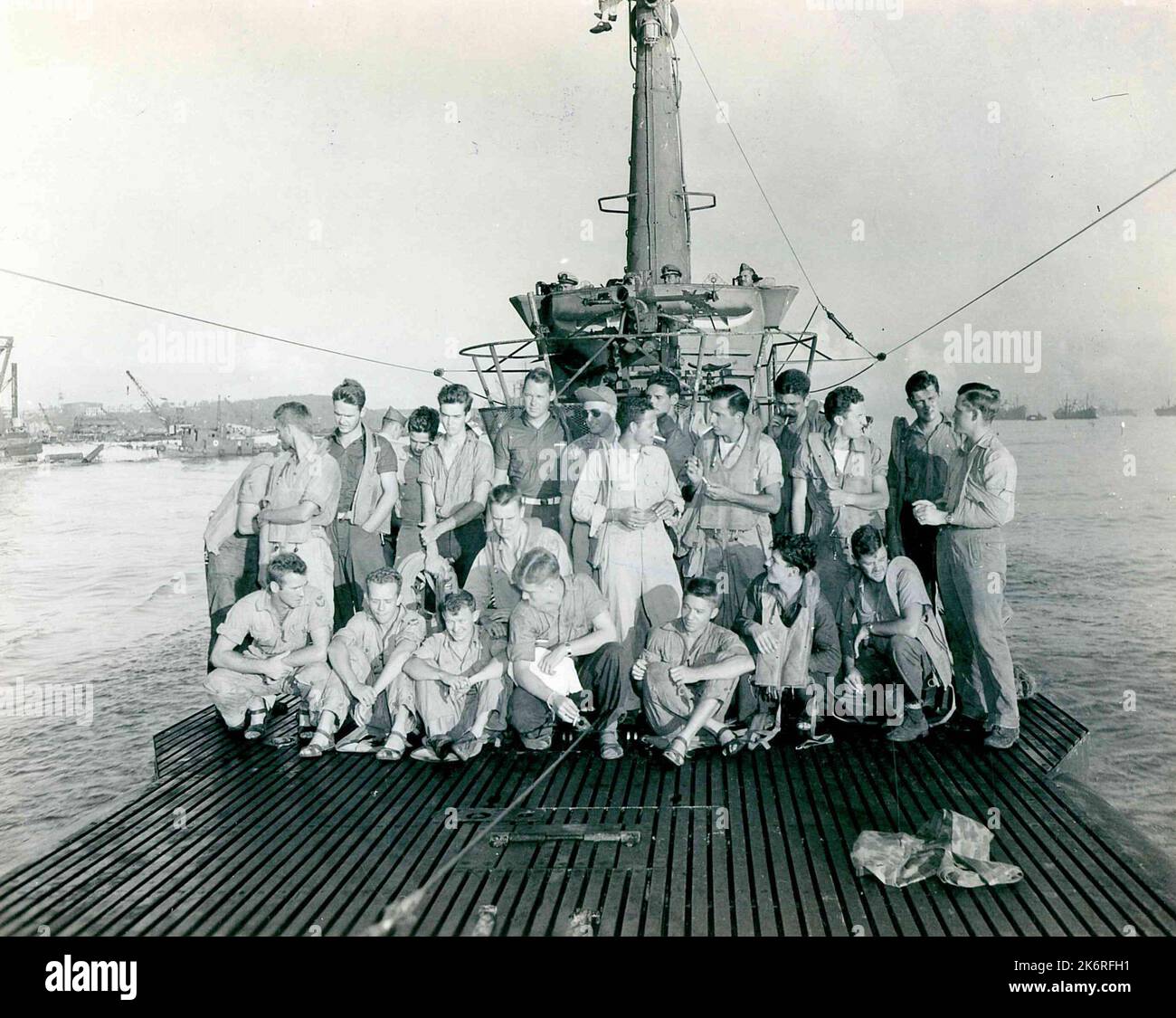 Photograph of Crew and Officers of Two B-29 and Three Fighter Planes ...
