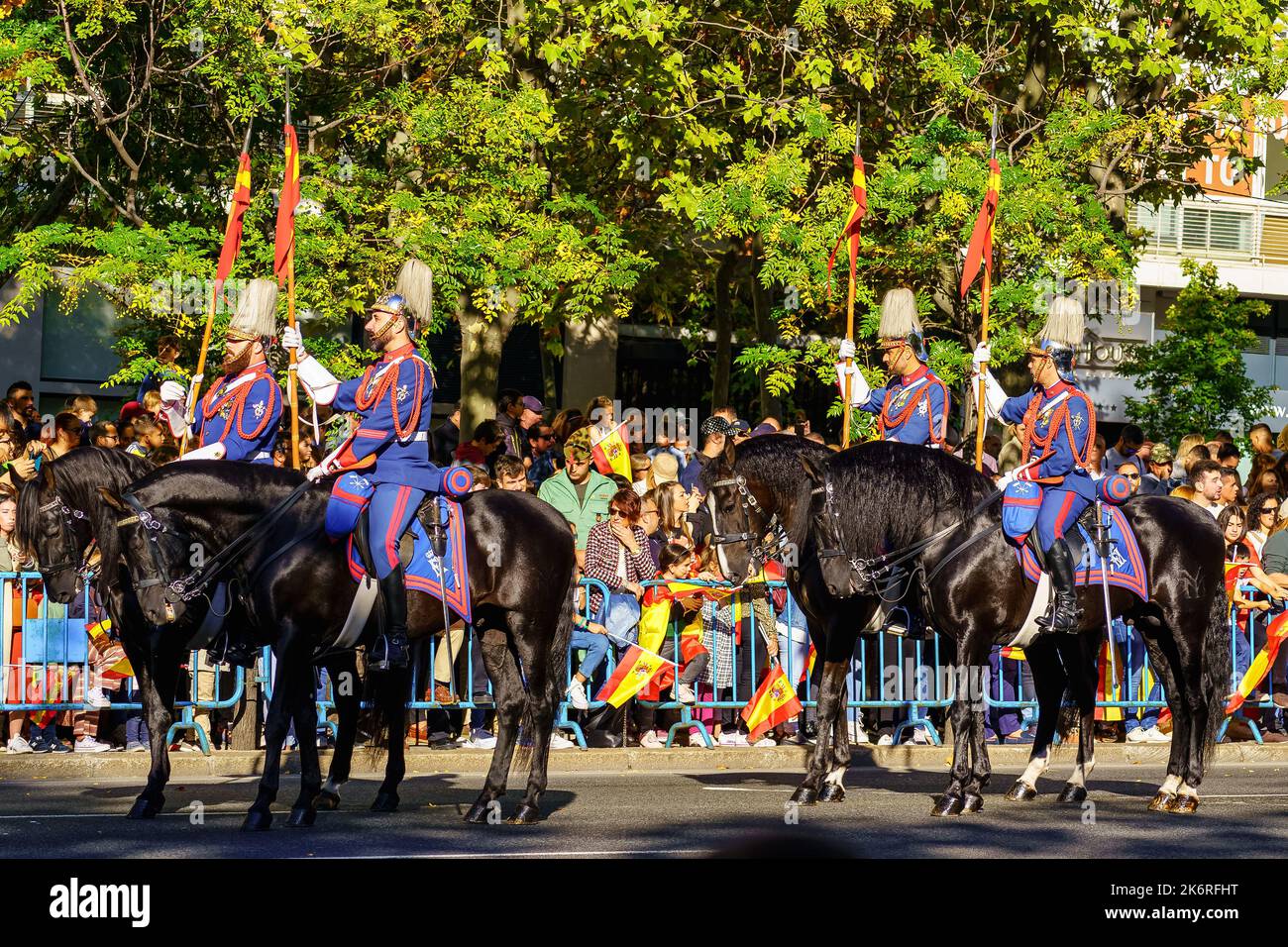 Madrid, Spain, October 12, 2022: Royal Guard soldiers parade through ...