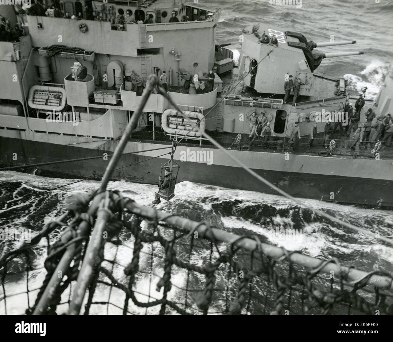 Photograph of Ernie Pyle Being Transferred by Breeches Buoy from the ...